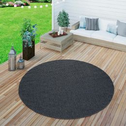 Teppich Paco Home, H:4mm &Oslash;:200cm, blau, Polypropylen (PP), Wohnzimmer, Teppiche, "Timber 125", Flachgewebe, Sisal Optik, In- und Outdoor geeignet,