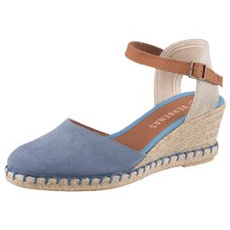 VERBENAS Damen Sandalette "MALENA SERRAJE", Gr. 38, blau, Leder, Textil, Veloursleder, Schuhe, Sommerschuh, Riemchensandale, Urlaubschuh mit