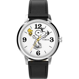 Quarzuhr Timex "PEANUTS MARLIN", schwarz, Armbanduhren, Damen, Armbanduhr, Herrenuhr, Damenuhr,Lederarmband