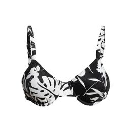 Roxy Damen Triangel-Bikini-Top "Printed Roxy Love The Muse", schwarz-weiß, Gr. XS, 74% Nylon, 26% Elasthan, Bikini-Oberteile