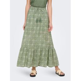 Only Damen Sommerrock "ONLMILEY ANKLE SKIRT PTM", gr&uuml;n, Gr. M, gemustert, Web, Obermaterial: 100% Baumwolle, R&ouml;cke