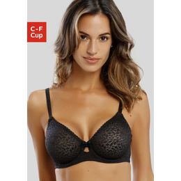 Nuance Damen Minimizer-BH, Gr. 105, schwarz, Spitze, Obermaterial: 91% Polyamid, 9% Elasthan, BHs, mit Bügel aus leicht transparenter Spitze, Dessous