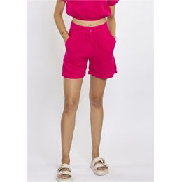 FRESHLIONS Damen Shorts, rot, Gr. L, unifarben, 100% Leinen, Hosen, in klassischem Basic-Design
