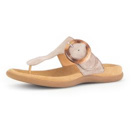 Gabor Damen Dianette, Gr. 39, beige, Ziegenveloursleder, unifarben, Schuhe, Keilabsatz, Sommerschuh, Bequemschuh mit dekorativer Zierschnalle