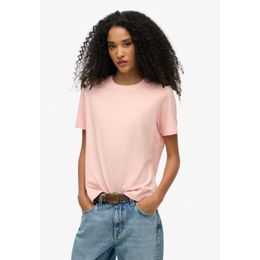 Superdry Damen T-Shirt "ESSENTIAL LOGO EMB TEE", pink, Gr. L, unifarben, Single Jersey, Obermaterial: 100% Baumwolle, Shirts