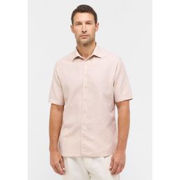 Eterna Herren Kurzarmhemd "MODERN FIT", beige, Gr. 40, Twill, 59% Baumwolle, 41% Leinen, Hemden, EASY IRON (bügelleicht)