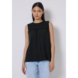 Damen T-Shirt, schwarz, Gr. 36, STREET ONE STUDIO, unifarben, Stoff, Vorderseite: 100% Viskose; Rückseite: 95% Viskose, 5% Elasthan, Shirts, mit