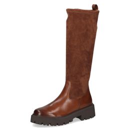 Caprice Damen Winterstiefel, Gr. 39, braun, Leder, Textil, Veloursleder, unifarben, used, Schuhe, Blockabsatz, Stiefel, Langschaftstiefel in bequemer