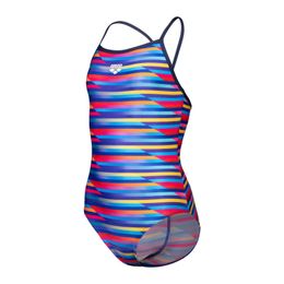Badeanzug arena "arena Performance Mädchen Racing Stripe Light Drop Back Badeanzug", Kinder, Gr. 164, N-Gr, bunt (multi, navy, n), Obermaterial: 100% Polyester, Badeanzüge, mit UV-Schutz UPF 50+