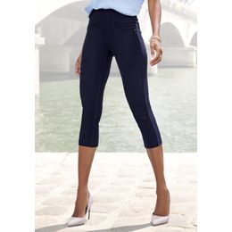 H.I.S. H.I.S Damen Caprihose, Gr. 32, blau, Obermaterial: 70% Baumwolle, 25% Polyester, 5% Elasthan, unifarben, Basic, Hosen, im Schlupfhosen Style