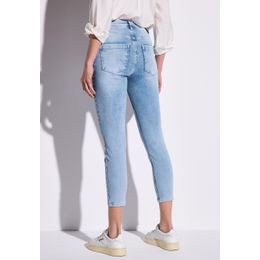 Slim-fit-Jeans Street One, Damen, Gr. 25, Länge 26, ultra bleach random washed, Jeans, 89% Baumwolle, 8% Polyester, 3% Elasthan, unifarben, knöchelfrei, Jeans, High Waist