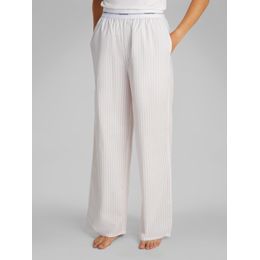 Homewearhose "LOGO WB POPLIN PANT", Damen, Gr. M (38), N-Gr, steady stripe pelican, Popeline, Obermaterial: 100% Baumwolle, Calvin Klein Underwear, gestreift, Basic, bequem lang, Hosen, mit elastischem Logo-Bund