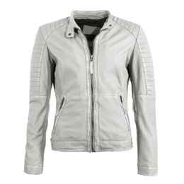 JCC Damen Bikerjacke "6011044-2", grau, Gr. M, Obermaterial: Schafsleder; Futter: 100% Baumwolle; &Auml;rmelfutter: 100% Polyester; Wattierung: 100%