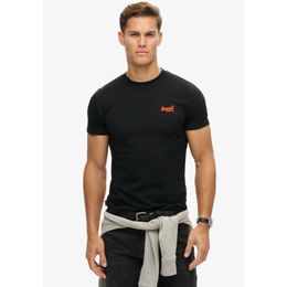 Superdry Herren Rundhalsshirt "ESSENTIAL LOGO EMB TEE", orange, Gr. XL, unifarben, Single Jersey, Obermaterial: 100% Baumwolle, Shirts