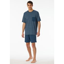 Schiesser Herren Shorty "Comfort Essentials", Gr. 58, blau, Single Jersey, Obermaterial: 100% Baumwolle, unifarben, Homewear-Sets, mit aufgesetzter