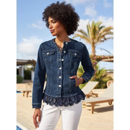 Heine Damen Jeansblazer "Jeans-Blazer", blau, Gr. 42, 96% Baumwolle, 4% Elasthan, Besatz:100% Baumwolle, Blazer