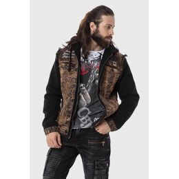 Cipo & Baxx CIPO & BAXX Herren Jeansjacke "Jacke", braun, Gr. S, unifarben, 98% Baumwolle, 2% Elasthan, Jacken, im trendigen Design