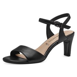 Tamaris Damen Sandalette, Gr. 40, schwarz, Lederimitat, Schuhe, Trichterabsatz, Sommerschuh, Abendschuh in veganer Verabeitung