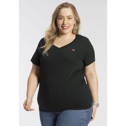 LEVI'S&reg; PLUS LEVI'S PLUS Damen V-Shirt "V NECK TEE", schwarz, Gr. XL, Jersey, Obermaterial: 100% Baumwolle, Shirts
