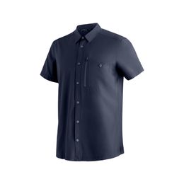 Maier Sports Herren Funktionshemd "Magos S/S M", blau, Gr. 56, 94% Polyester (recycelt); 6% Elasthan, Hemden, Herren Hemd kurzarm, atmungsaktives