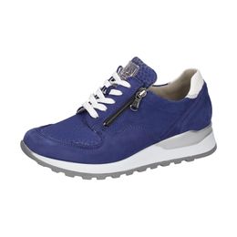 Waldläufer WALDLÄUFER Damen Keilsneaker "HIROKO", Gr. 8, blau, Nappaleder, Nubukleder, Textil, Schuhe, Schnürschuh, Freizeitschuh, Halbschuh, Kontrastbesatz,