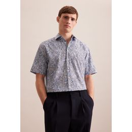 Seidensticker Herren Businesshemd "Comfort", blau, Gr. 42, gebl&uuml;mt, 100% Baumwolle, Hemden, Comfort Kurzarm Kentkragen Floral