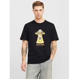 Jack & Jones JACK & JONES Herren T-Shirt "JORANATOMY SKULL TEE SS CREW NECK LN", schwarz, Gr. M, bedruckt, Jersey, Obermaterial: 100% Baumwolle, Shirts