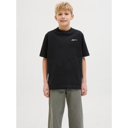 Jack & Jones Jungen T-Shirt "JORISLINGTON TYPE TEE SS CREW N. SN JNR", schwarz, Gr. 140, JACK & JONES JUNIOR, bedruckt, Single Jersey, Obermaterial: 100%