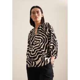 Seidensticker Damen Shirtbluse "Schwarze Rose", schwarz, Gr. 42, gemustert, 100% Baumwolle, Blusen, 3/4-Arm Rundhals Druck