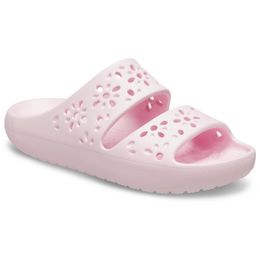 Crocs Damen Badepantolette "Classic Floral Cut Out Sandal", Gr. 41, rosa, Croslite , geblümt, Schuhe, Sandale, Sommerschuh, Pool Slides mit genoppter