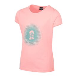T-Shirt Trollkids "GIRLS LOGO T", Mädchen, Gr. 164, rosa (peony rose, aqua haze), Obermaterial: 65% Baumwolle, 35% Polyester, Shirts