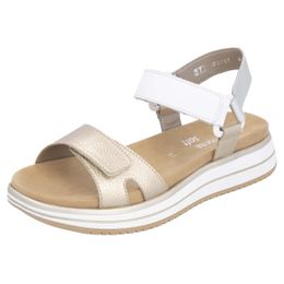 Remonte Damen Riemchensandale "Elisabeth Hurley-Collection", Gr. 41, gold, Leder, metallic, Schuhe, Keilabsatz, Klettschuh, Sandalette mit