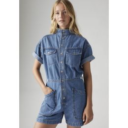 Levi's Kurzoverall LEVI'S "SS SURPLUS ROMPER", Damen, Gr. XS (34), N-Gr, blau joke, Web, Obermaterial: 100% Baumwolle, kurz, Rundhals, Aufschlag, Overalls Kurzoverall, im Jeans-Look
