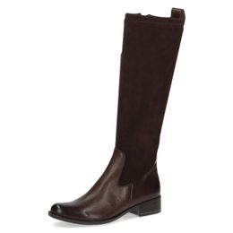 Caprice Damen Stiefel, Gr. 37, braun, Leder, Textil, Schuhe, Blockabsatz, Langschaftstiefel, Businessstiefel, bequeme Weite