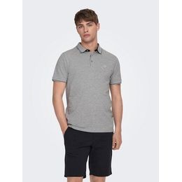 Only & Sons ONLY & SONS Herren Poloshirt "ONSFLETCHER SLIM SS POLO NOOS", grau, Gr. M, meliert, Piqué, Obermaterial: 100% Baumwolle, Shirts