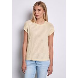 Damen T-Shirtvelvet cream, Gr. 42, STREET ONE STUDIO, unifarben, Stoff, 65% Polyester, 35% Baumwolle, Shirts, aus softem Materialmix