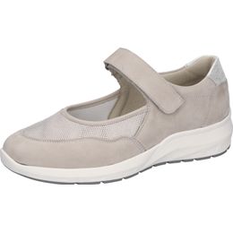 Waldläufer WALDLÄUFER Damen Klettschuh "M-TONIA", Gr. 5, silber, Nubukleder, Textil, Schuhe, Riemchenballerina, Komfortschuh mit Bungeez-Funktion, M-Weite