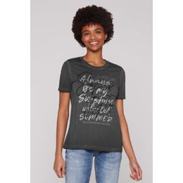 SOCCX Damen Kurzarmshirt, schwarz, Gr. XXL, bedruckt, Material: 100% Baumwolle, Shirts, mit Pailletten-Schriftzug