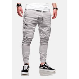 behype Herren Cargohose "LANE", grau, Gr. 29, 97% Baumwolle, 3% Elasthan, Hosen, mit elastischem Bund