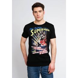 logoshirt Damen T-Shirt "Superman", schwarz, Gr. S, bedruckt, mehrfarbig, 100% Baumwolle, Shirts, mit coolem Retro-Motiv