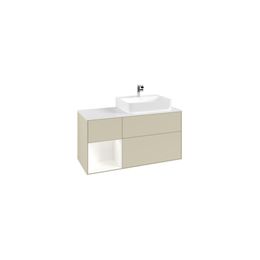 Villeroy & Boch V&B Waschtischunterschrank Abdeckplatte Gl. wh. m Finion 120cm, Reg li wh. m Lac, si Gr m Lacquer ; Villeroy & Boch (F141MTHJ)