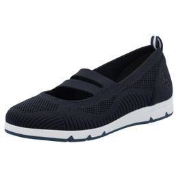 Rieker Damen Riemchenballerina, Gr. 37, blau, Lederimitat, Textil, unifarben, Schuhe, Schlupfschuh, Halbschuh, Slip-on Sneaker mit Gummizug