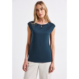 Street One Damen T-Shirt, blau, Gr. 46, unifarben, Web, 50% Baumwolle, 50% Modal, Shirts, im soften Baumwoll-Mix