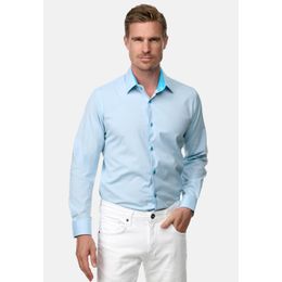 Rusty Neal Herren Langarmhemd, blau, Gr. XXL, mehrfarbig, 60% Baumwolle, 37% Polyester, 3% Elasthan, Hemden, mit farblich abgesetztem Innenkragen