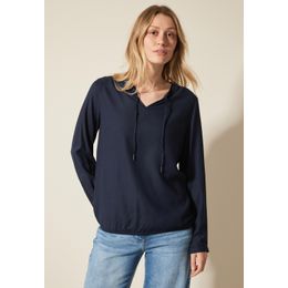 Cecil Damen Langarmbluse, blau, Gr. XXL, unifarben, Stoff, 100% Viskose, Blusen, aus softer Viskose