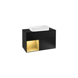 Villeroy & Boch V&B Waschtischunterschrank Abdeckplatte bla m Finion 100x60,3cm, Reg li gol m, bla m lacquer ; Villeroy & Boch (F242HFPD)