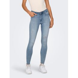 Only Damen Ankle-Jeans "ONLBLUSH MID SK AK RW DS DNM REA685 NOOS", blau, Gr. L, unifarben, Denim/Jeans, Obermaterial: 92% Baumwolle, 6%
