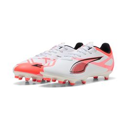 Fußballschuh Puma "ULTRA 5 PLAY FG/AG", Gr. 45, Puma weiß, Puma schwarz, glowing rot, Synthetik, Schuhe, für Rasenplätze