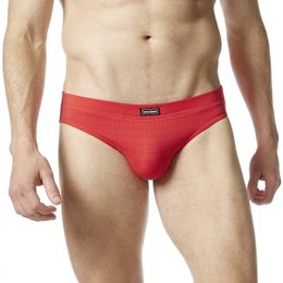 Bruno Banani Herren Slip "CHECK LINE 2.0 SPORTSLIP", Gr. 8, rot, Obermaterial: 90% Polyamid, 7% Elasthan, 3% sonstige Fasern, Unterhosen