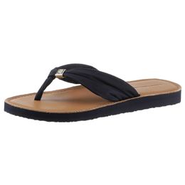 Tommy Hilfiger Damen Zehentrenner "TH ELEVATED BEACH SANDAL", Gr. 35, blau, Textil, Schuhe, Sommerschuh, Bequemschuh, Flats, Schlappen mit
